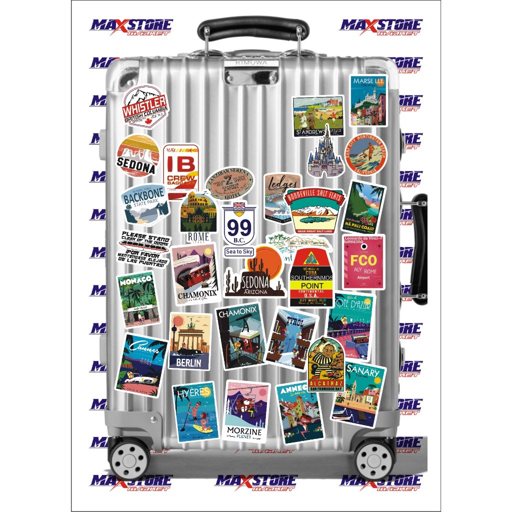 Jual sticker koper / travel bag / travel sticker / travel sticker pack ...