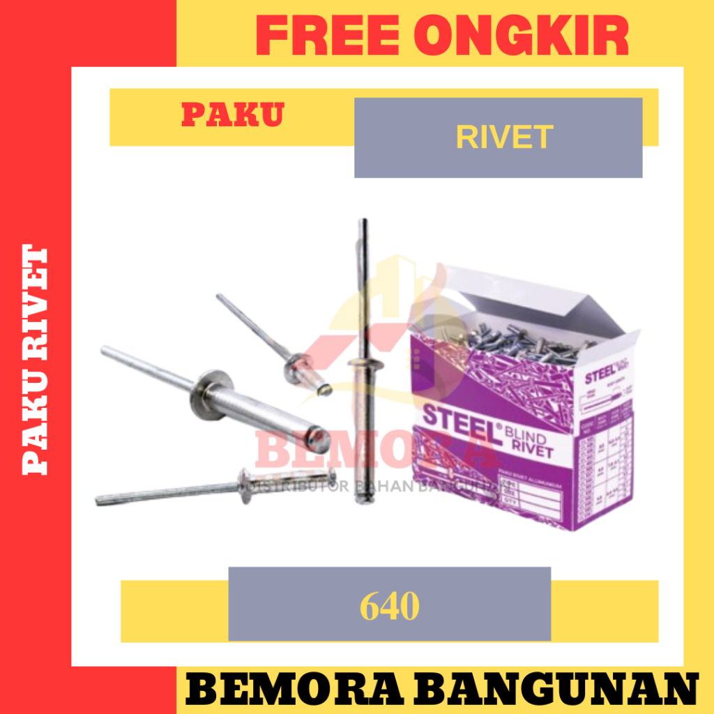 Jual Paku Rivet Steel / Paku Rivet Alumunium / Blind Rivet Steel 640 ...