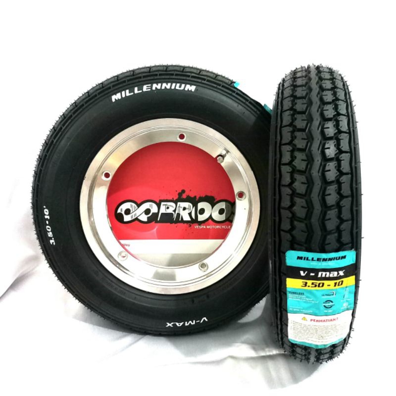 Jual PAKET VELG BROOS BAN MILLENNIUM VESPA aluminium tubeless tubles ...