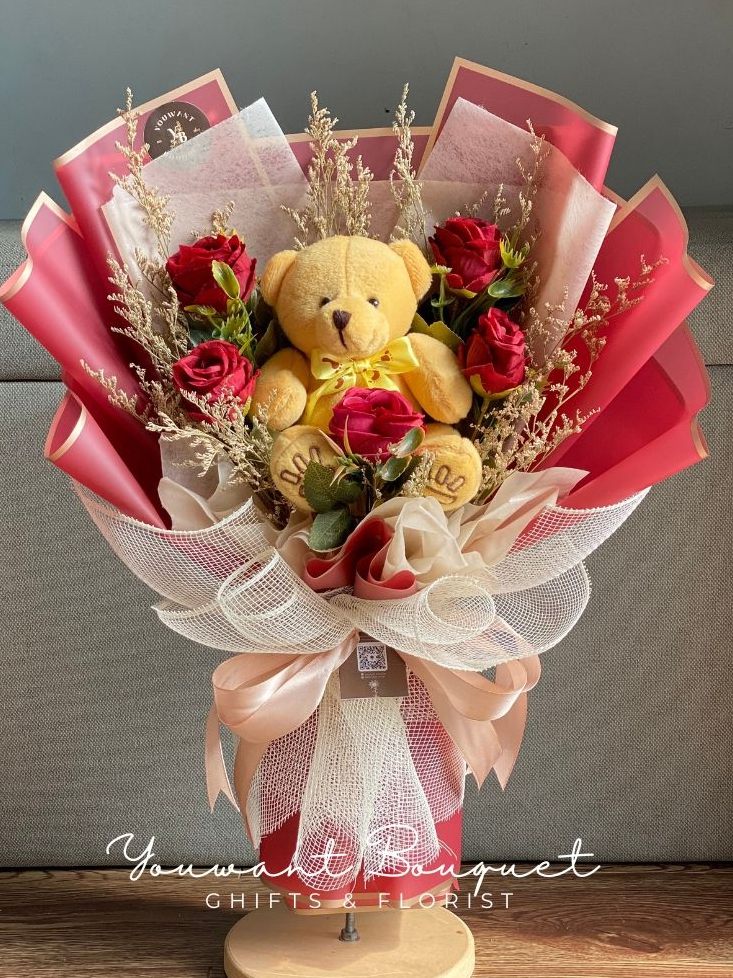 Jual Buket Bunga Boneka Large premium artificial free ucapan dan ...