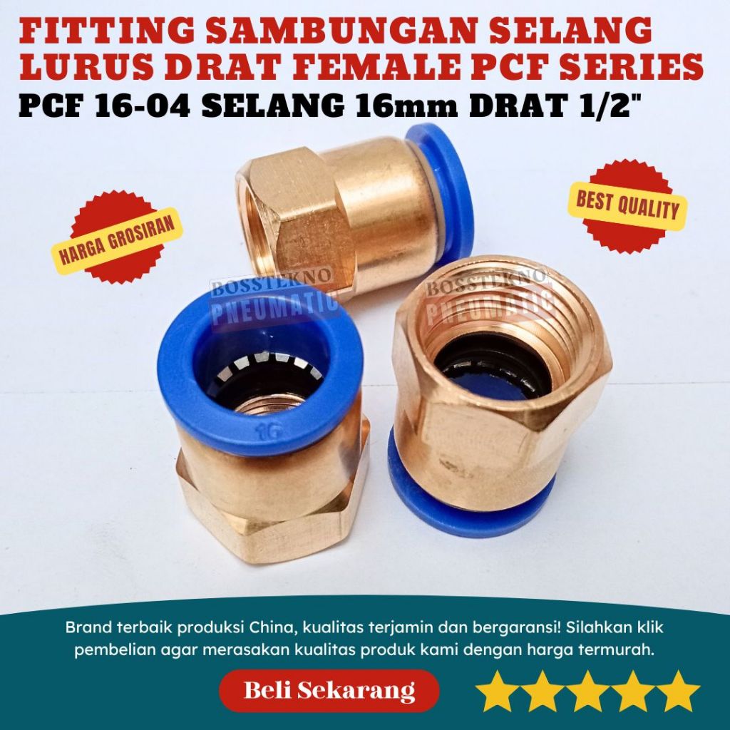 Jual FITTING PCF 1604 SAMBUNGAN SELANG PU TUBE UKURAN 16mm DRAT 1/2 in DRAT FEMALE | Shopee ...