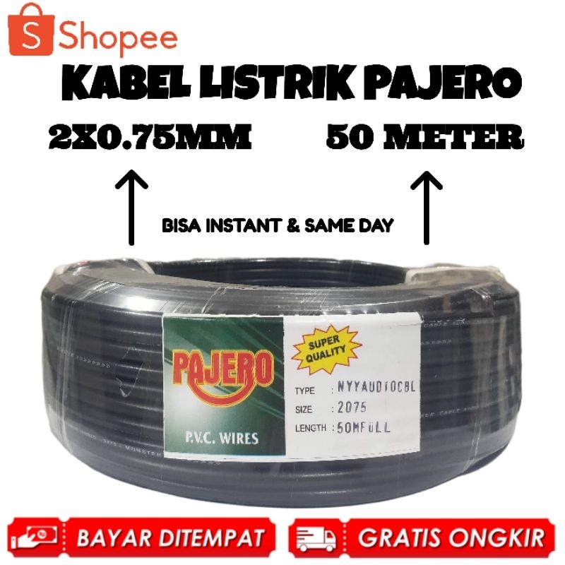 Jual Kabel Listrik Pajero Serabut Tebal 2X.075 50 meter Full | Shopee ...