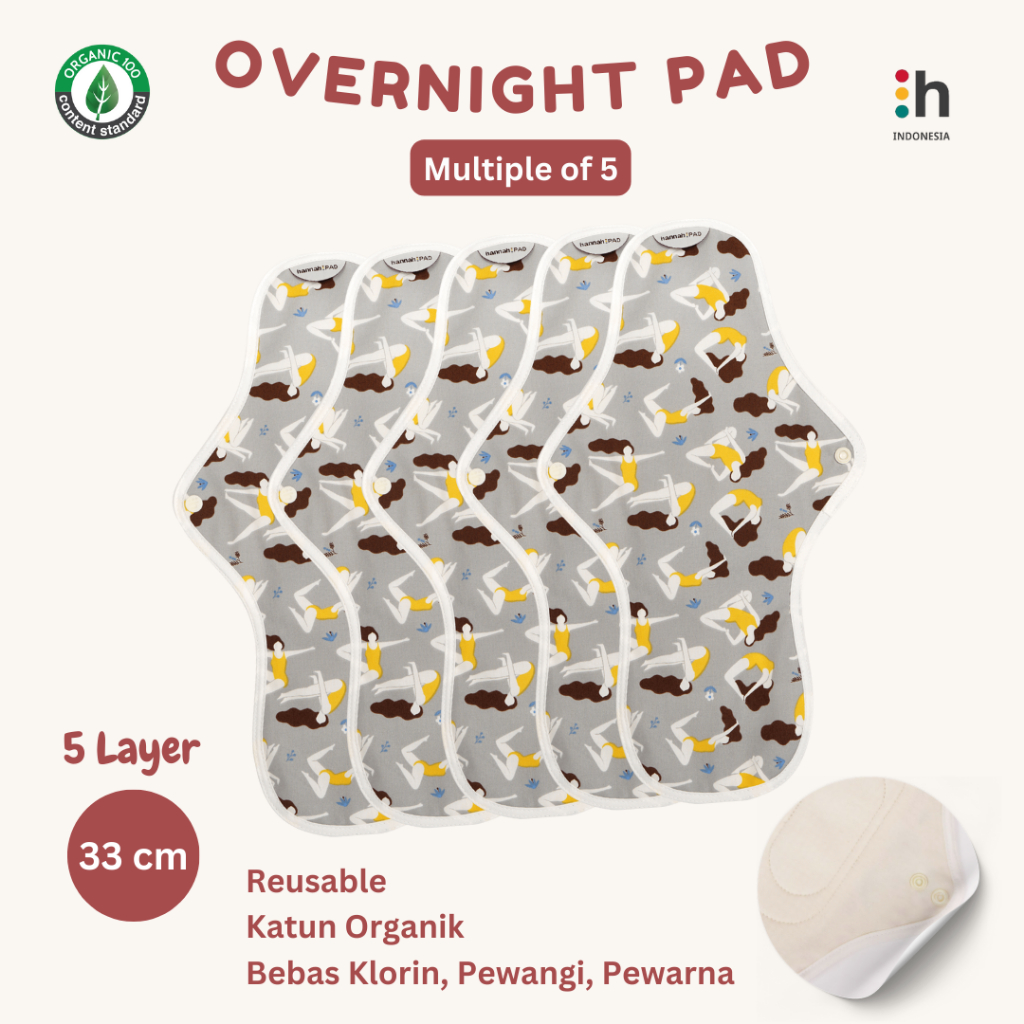 Jual Hannahpad Pembalut Kain / Menspad Kain Cuci Ulang Overnight 33 cm ...