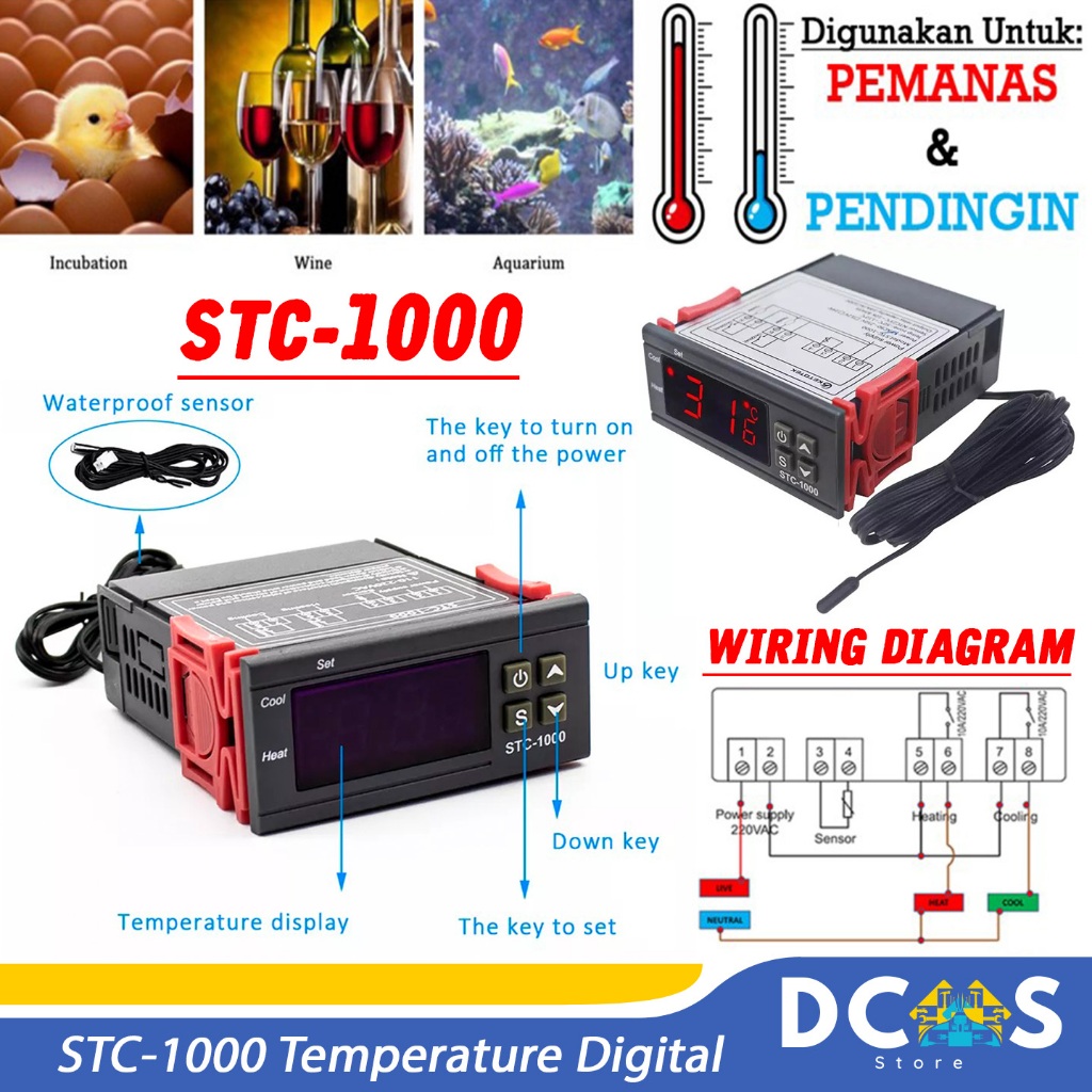 Jual STC-1000 Temperature Digital Controller Thermostat Heating and Cooling | Shopee Indonesia
