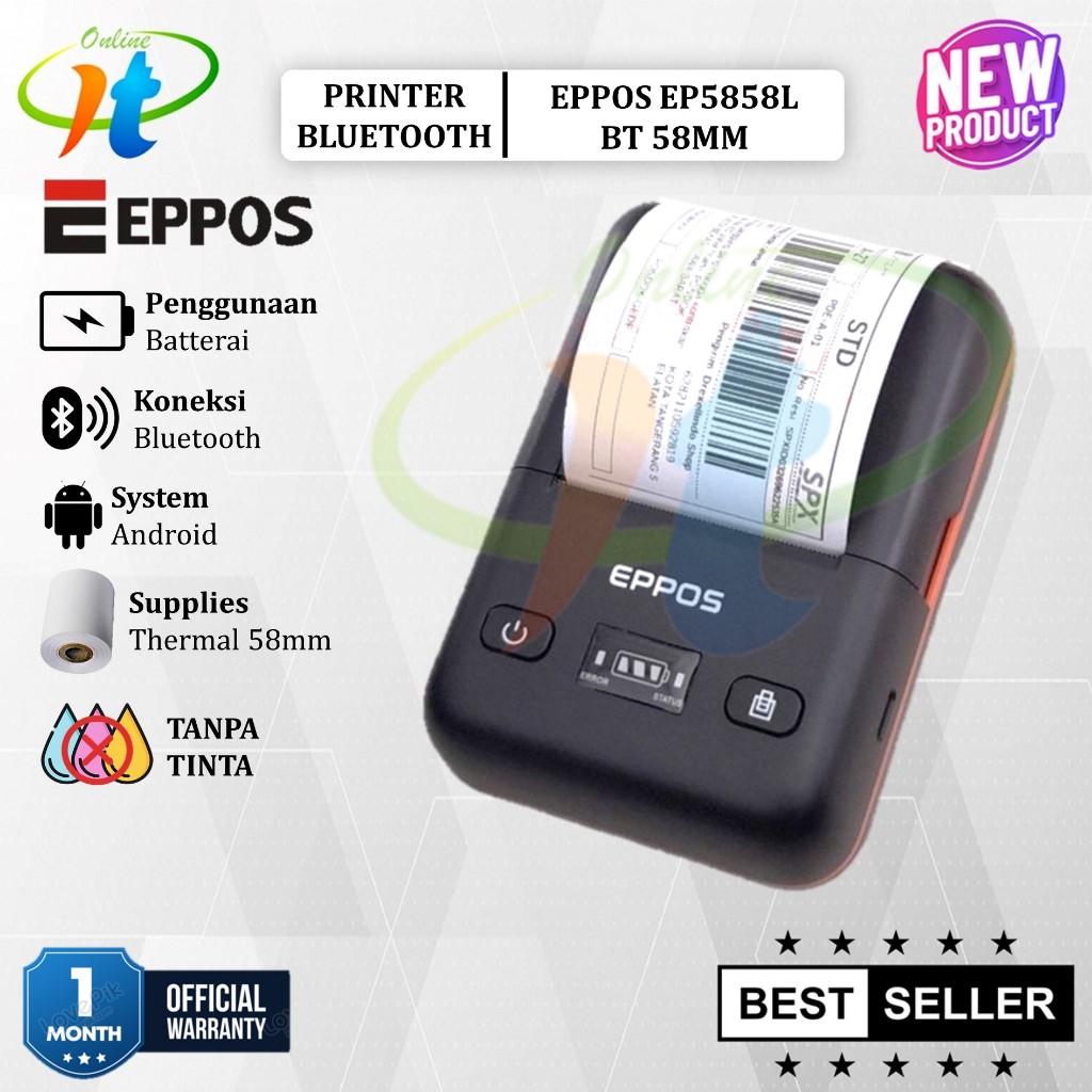 Jual Printer Bluetooth EPPOS EP5858L Mini Printer 58mm Dual Mode Printer Resi dan Struk Kasir EP ...