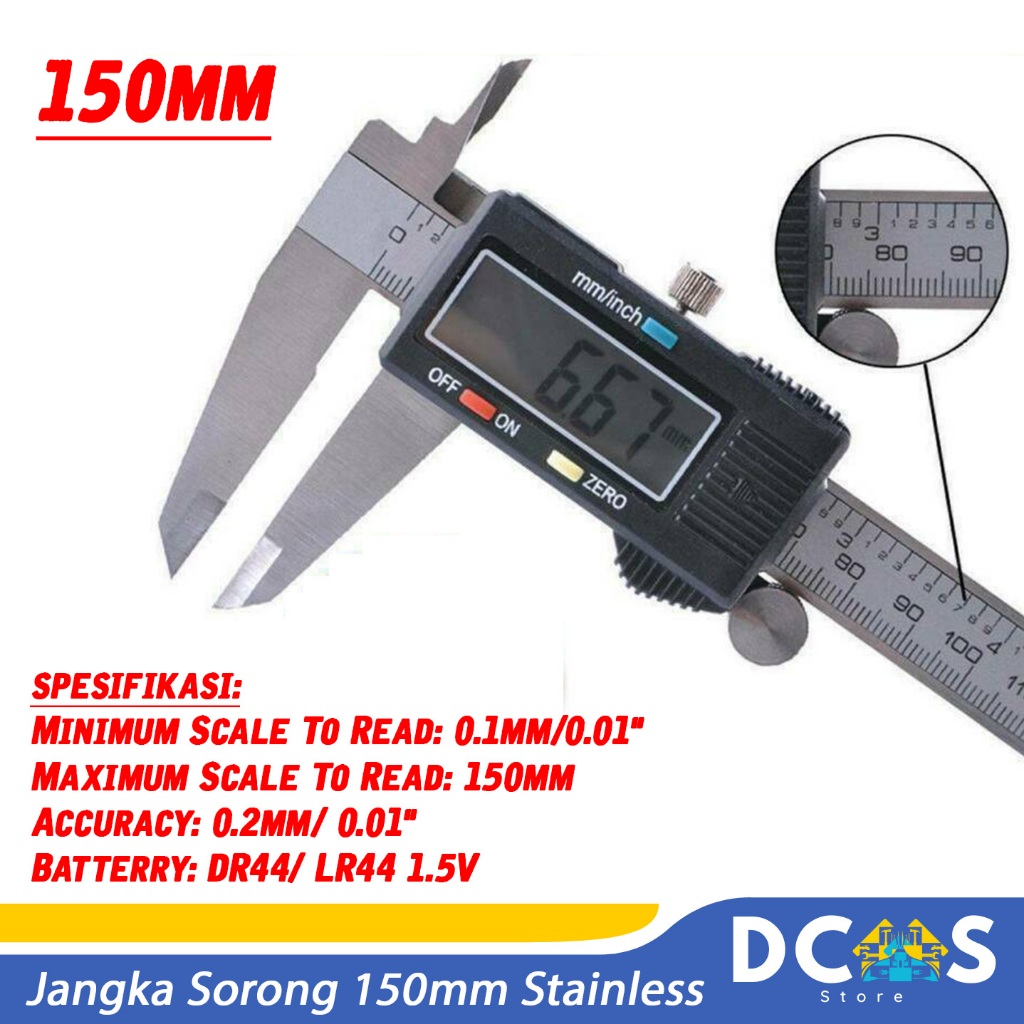 Jual Jangka Sorong Sigmat Digital Vernier Caliper / Kaliper 150mm Stainless | Shopee Indonesia