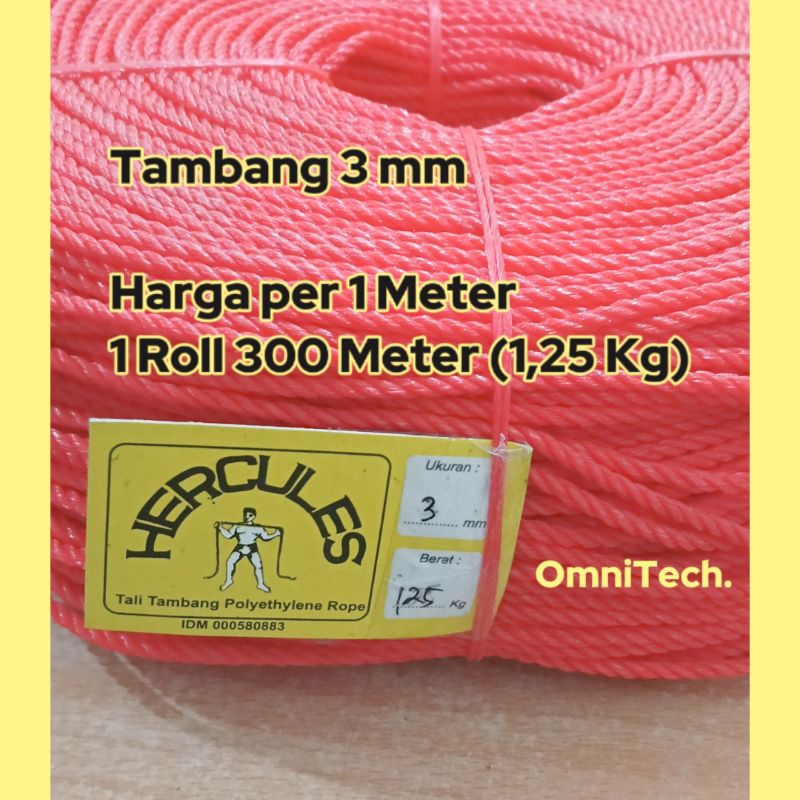 Jual Polyethylene Rope Tali Tambang Plastik 3mm Hercules Ecer Meteran ...