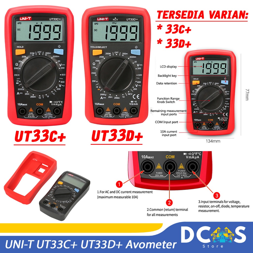Jual UNI-T UT33C+ UT33D+ Digital Multimeter Avo Meter Multitester ...
