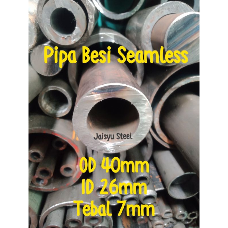 Jual Pipa Besi Seamless OD 40mm ID 26mm Tebal 7mm panjang 20cm | Shopee Indonesia