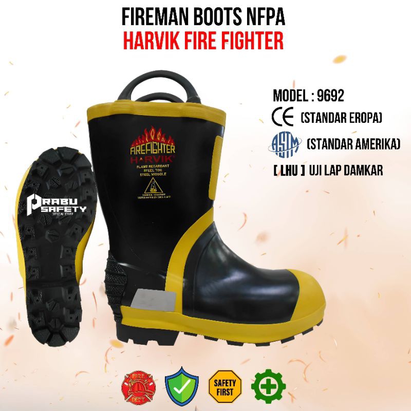 Jual Fireman Boots Harvik Model 9692 Anti Ap1 - Fire Fighter Shoes ...