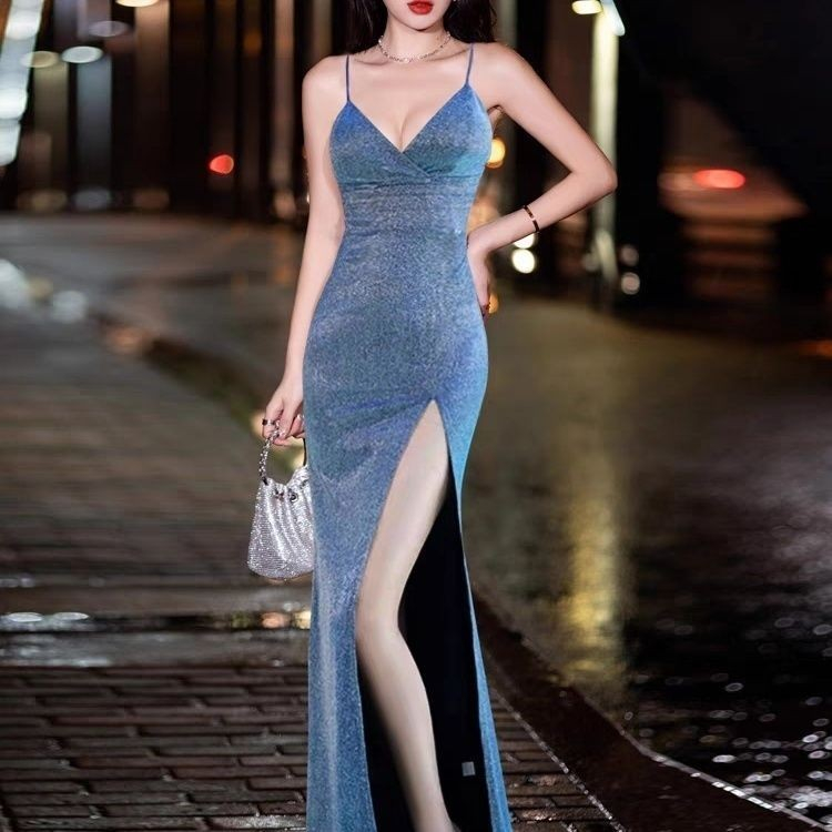 Jual 2024 New Long Dress Sequined Starry Sky Sexy Evening Dress gaun ...