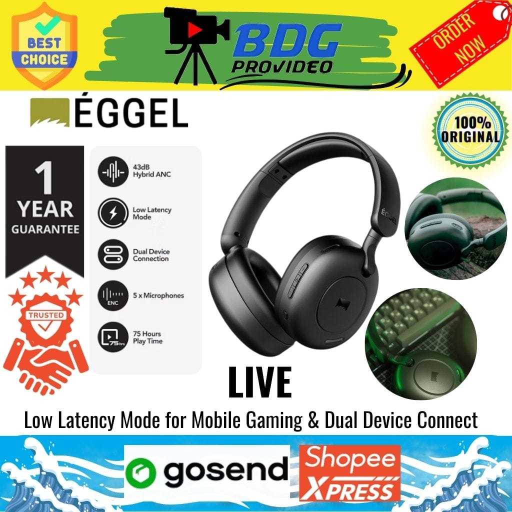 Jual EGGEL LIVE / Headphone Hybrid ANC+ENC and Bluetooth 2 device ...