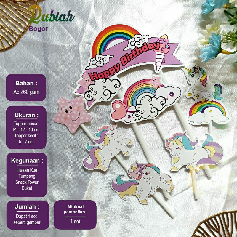 Jual Topper cake Karakter / Hiasan kue / Tusukan Kue Unicorn 2 | Shopee ...