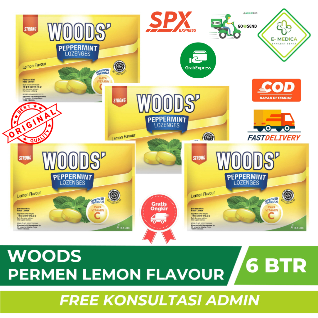 Jual ⚡FAST⚡(1 Sachet) Woods Permen Lemon Flavour - Woods Lozenges Lemon ...