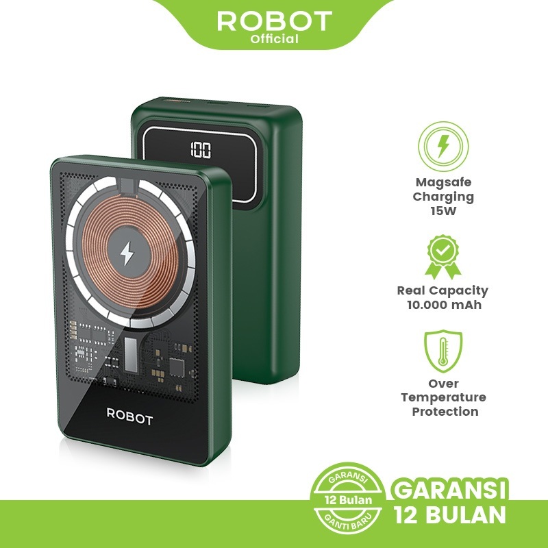 Jual Robot Power Bank RT13 Powerbank 10000mAh Magsafe Wireless Nirkabel ...