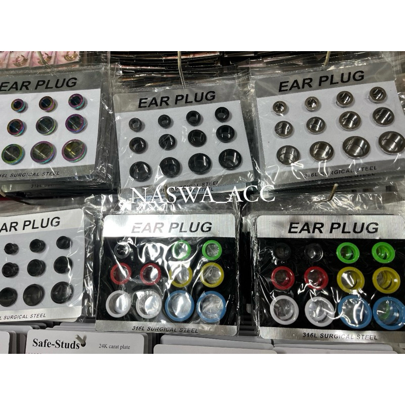 Jual ANTING PIERCING/ EAR PLUG PLASTIK, BESI, KARET satu card isi 12pcs ...