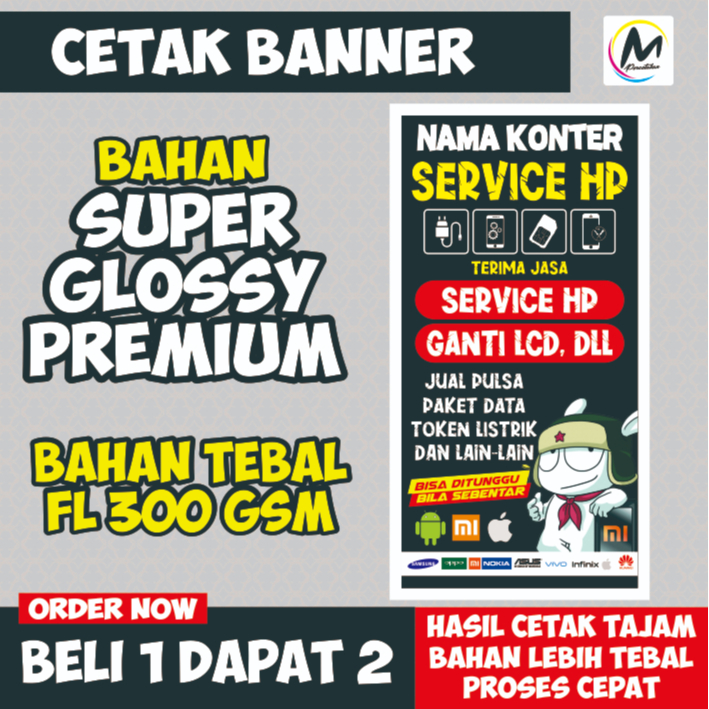 Jual Banner Servis Hp / Spanduk Konter Bahan Tebal 300 Gsm - Ukuran ...
