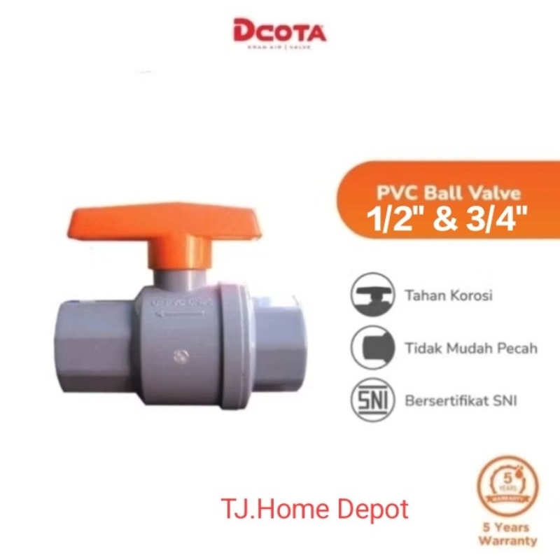 Jual Ball Valve Stop Keran Stop Kran PVC DCOTA 1/2" & 3/4" Inch | Shopee Indonesia