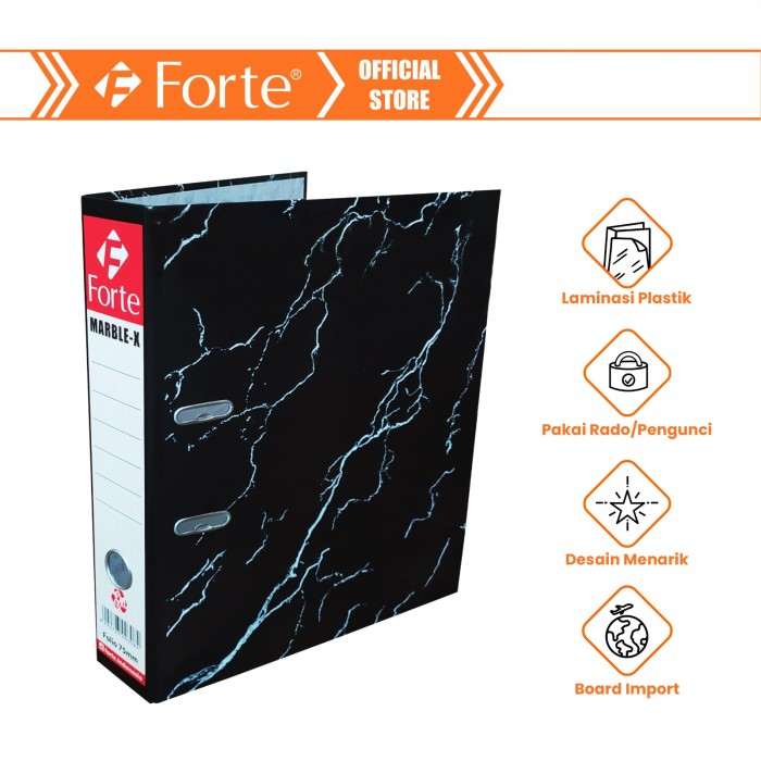 Jual FORTER ORDNER MAP BINDER FOLIO F4 MARBLE HITAM 75MM | Shopee Indonesia