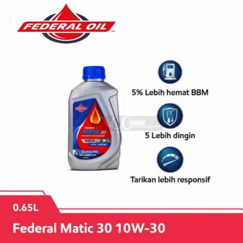 Jual OLI FEDERAL MATIC 0.65L (650ML) SAE 10W-30 API SL JASO MB FEDERAL ...