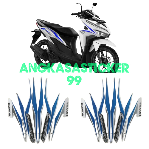 Jual sticker striping body motor vario 125 2018 full putih biru cbs ...