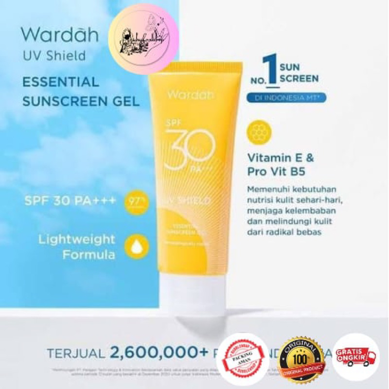 Jual WARDAH SPF 30 PA+++ UV SHIELD ESSENTIAL SUNSCREEN GEL 40 ML SUNBLOCK KEMASAN KUNING ...