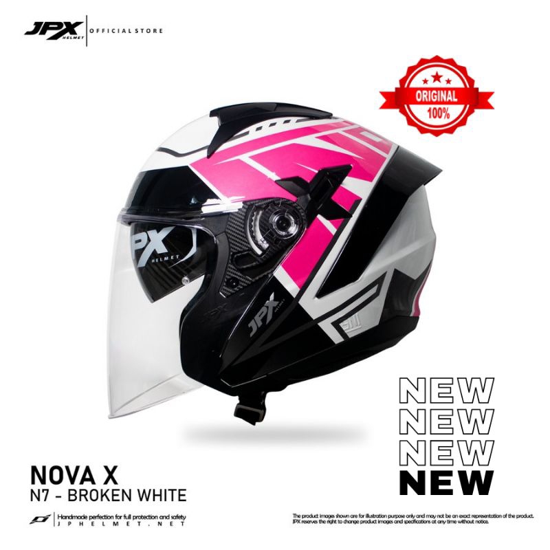 Jual Helm JPX Half Face Nova X V2.0 Motif - N7 Broken White (Original ...