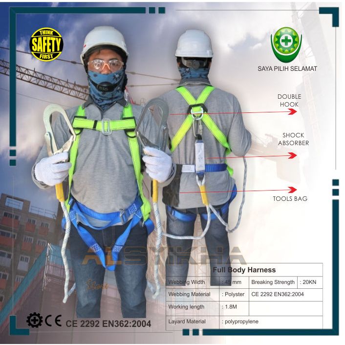 Jual Body Harnest Absorber Double Big Hook - Full Body Harness Absorber ...