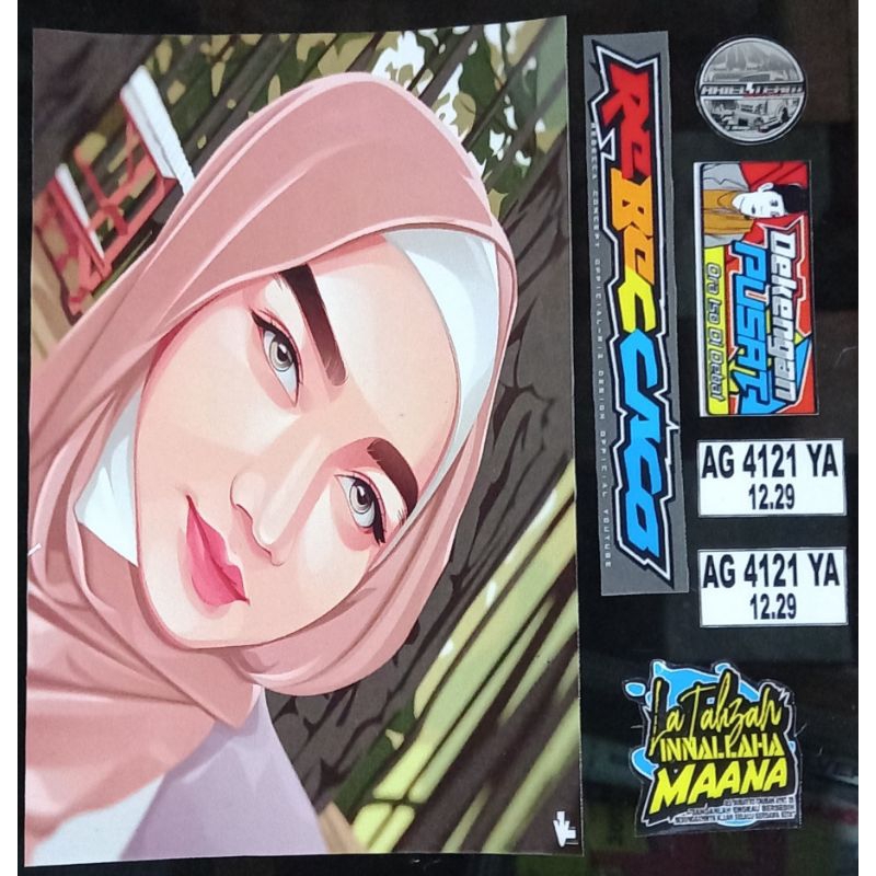 Jual Stiker vector hijab bak belakang truk + stiker Rebecca, | Shopee ...