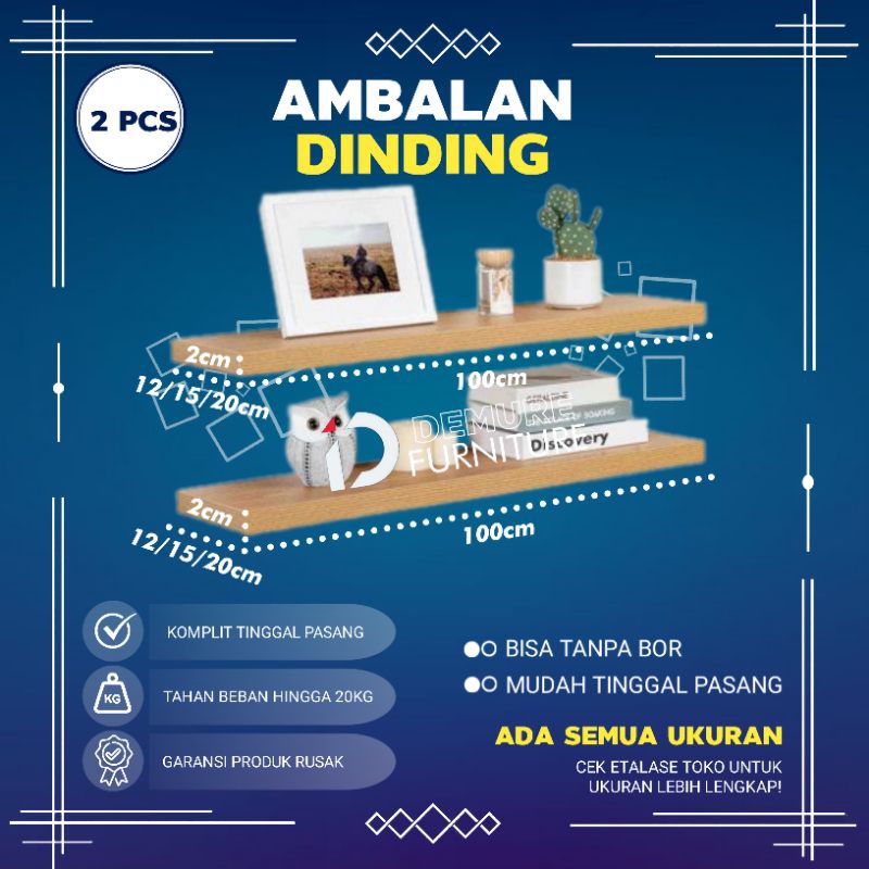 Jual Rak Ambalan Dinding Minimalis aesthetic Serbaguna Ukuran 100cm ...
