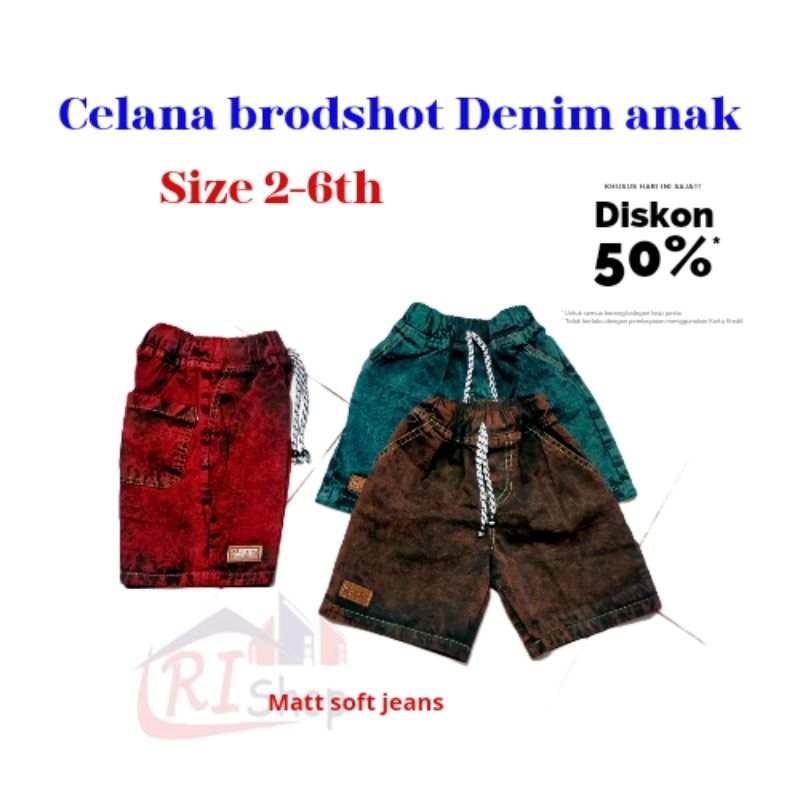 Jual Celana Pendek Anak Brodshot Jeans snow warna 2-6th | Shopee Indonesia