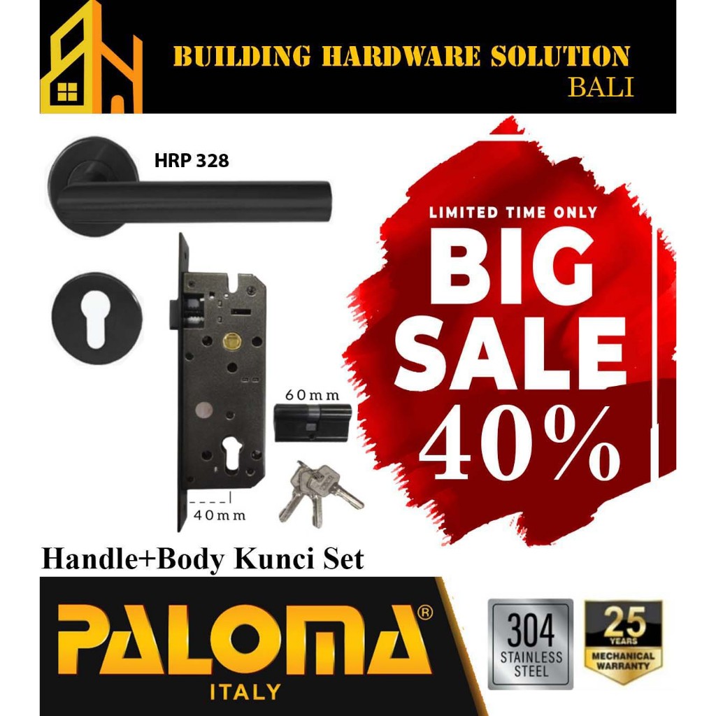 Jual PALOMA Paket Handle Lock Set Black Kunci Pintu Hitam Set | HRP328 ...