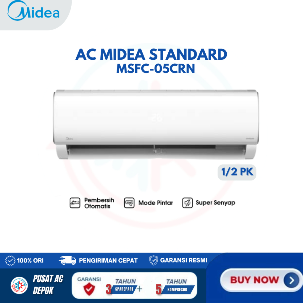 Jual AC MIDEA 1/2PK Standard Series MSFC-05CRN2X | Shopee Indonesia