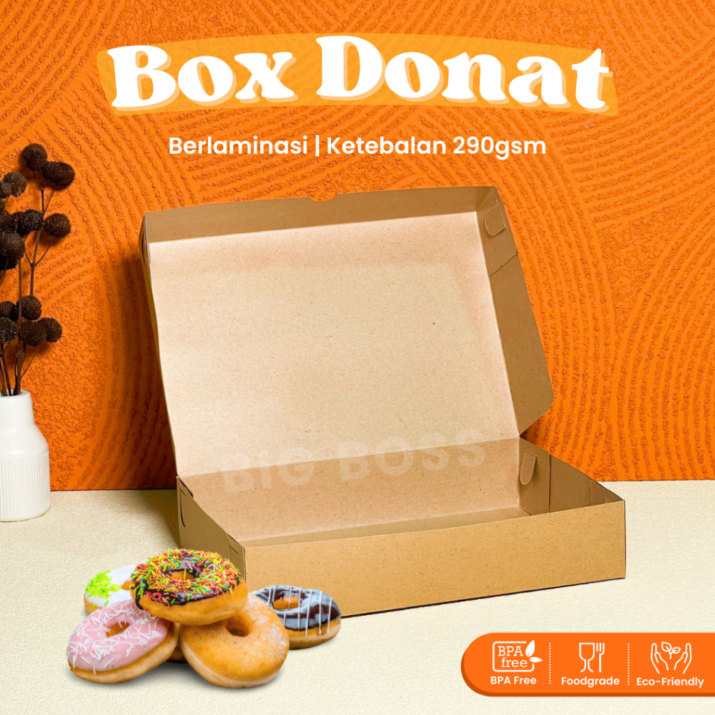 Jual [325GSM] Box Kotak Donat Kraft Polos Laminasi isi 6pcs / Dus Kue ...