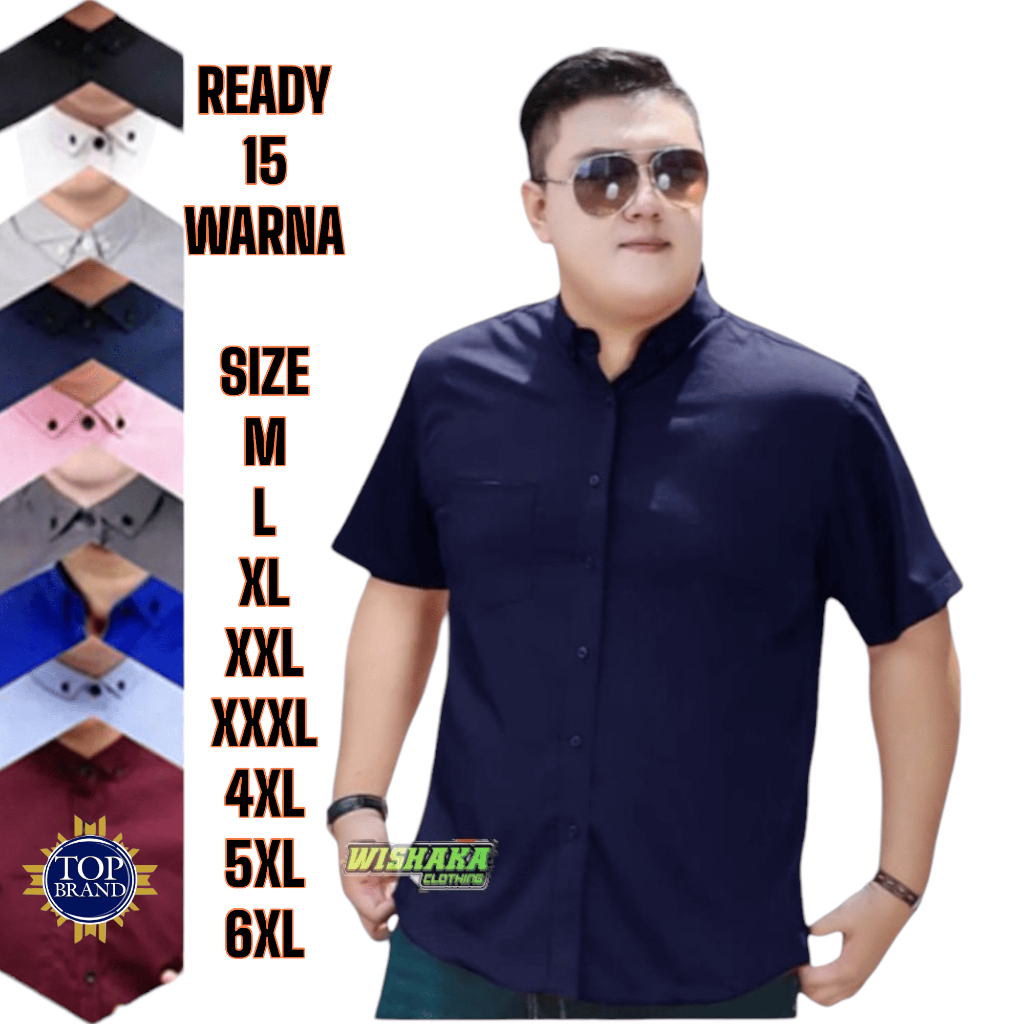 Jual WISHAKA Kemeja Polos Big Size Seragam Kerja Ukuran Jumbo 4XL - 5XL - 6XL | Shopee Indonesia