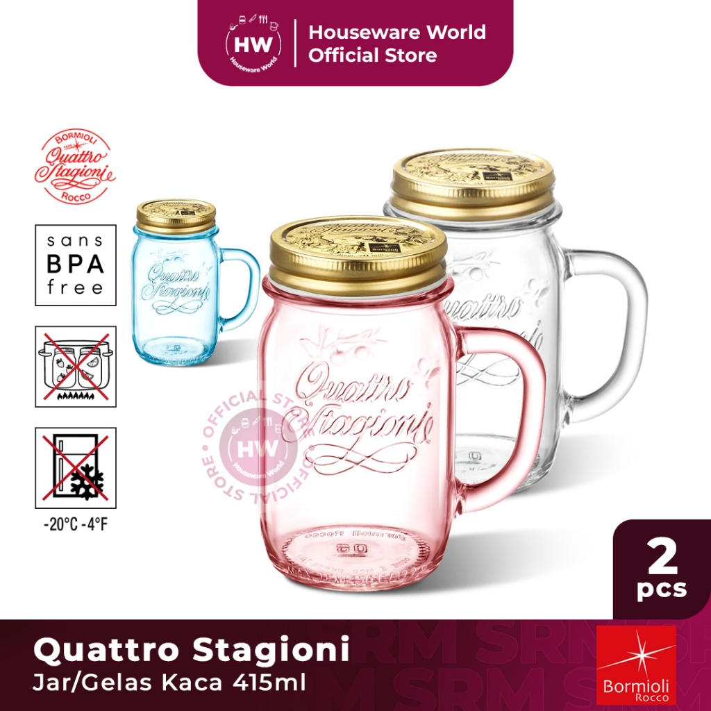 Jual BORMIOLI ROCCO Jar/Gelas/Mug Kaca Quattro Stagioni 415ml - 2pcs | Shopee Indonesia