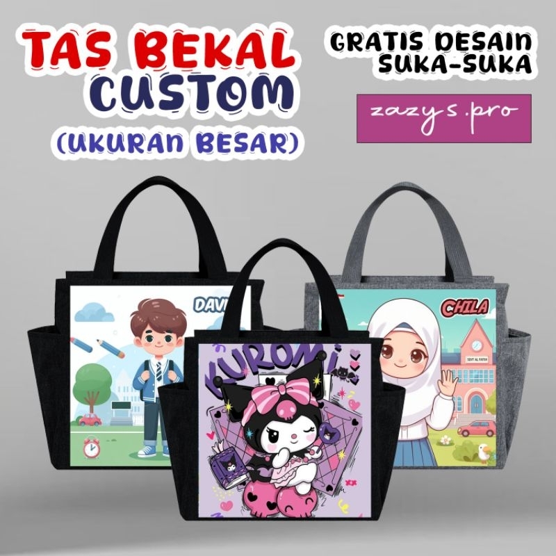 Jual Tas Bekal Custom Free Desain Suka-suka | Shopee Indonesia