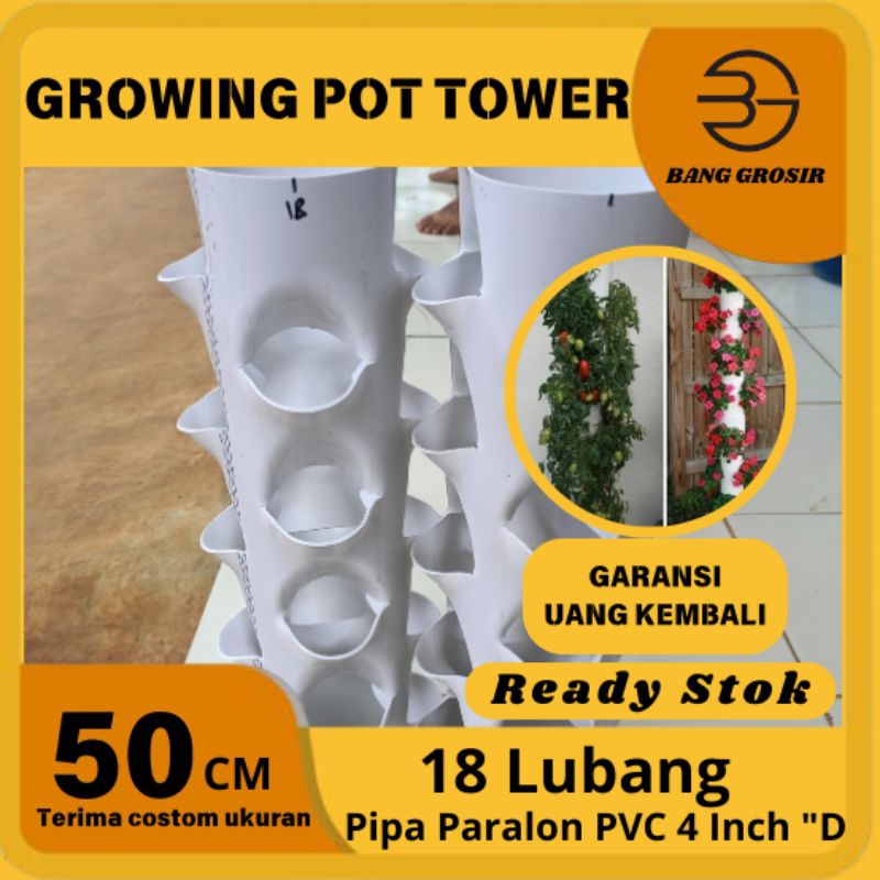 Jual GROWING POT TOWER vertikular vertikal tinggi 50cm 18 lubang tanam ...
