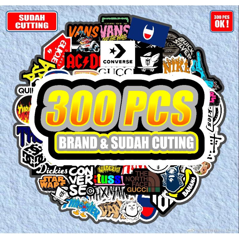 Jual Stiker brand paket isi 300pcs brand local luar negeri | Shopee ...