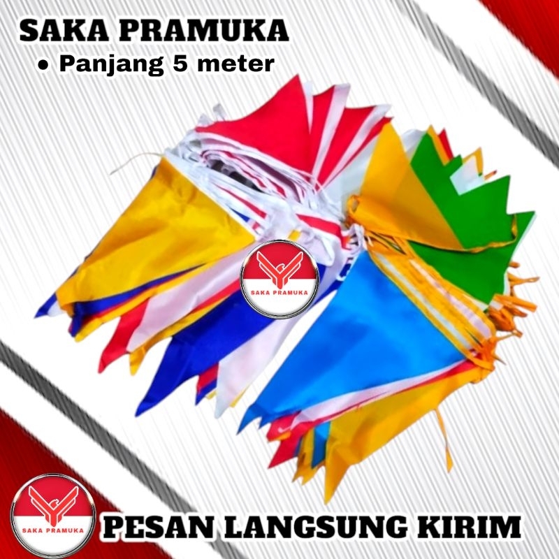 Jual [Isi -+20 biji] Bendera umbul umbul segitiga warna warni merah putih panjang 5 meter ...