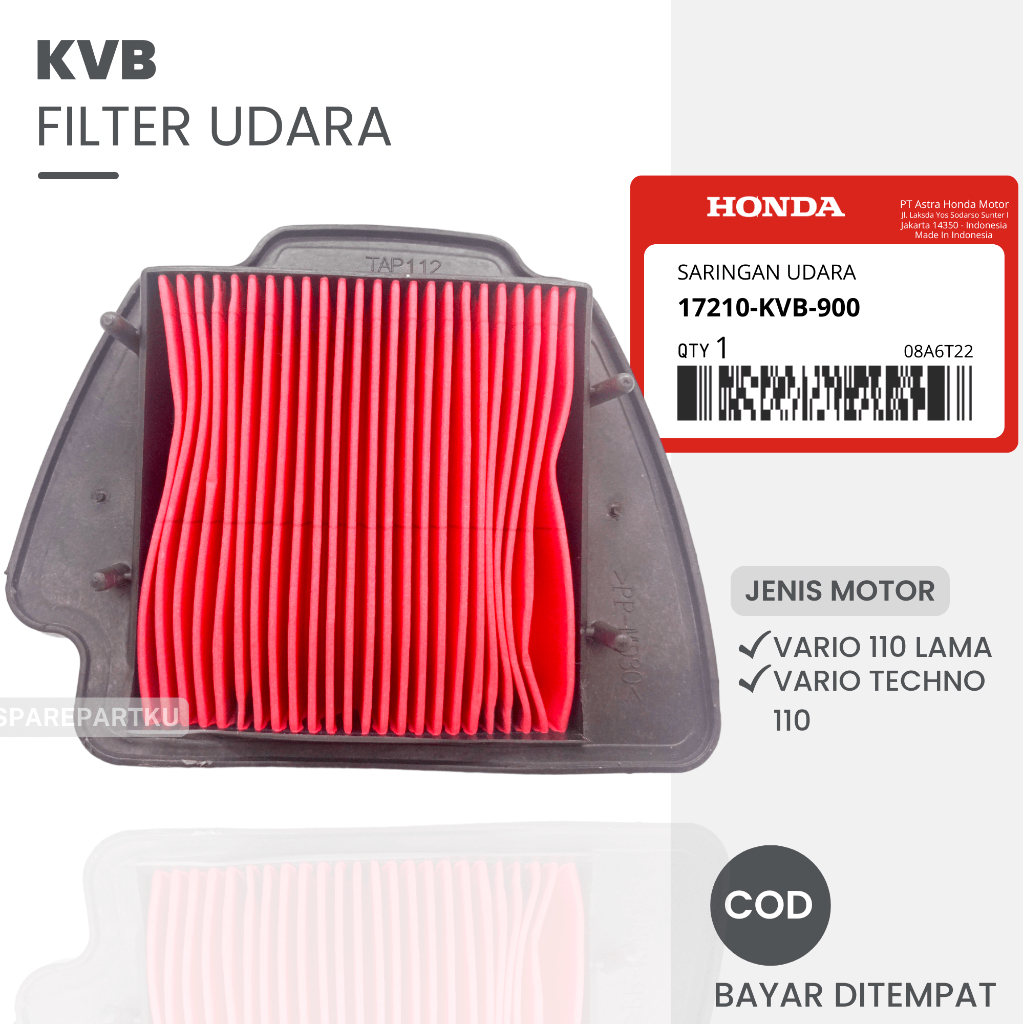 Jual KVB FILTER UDARA HONDA VARIO 110 LAMA, VARIO TECHNO 110/ SARINGAN ...