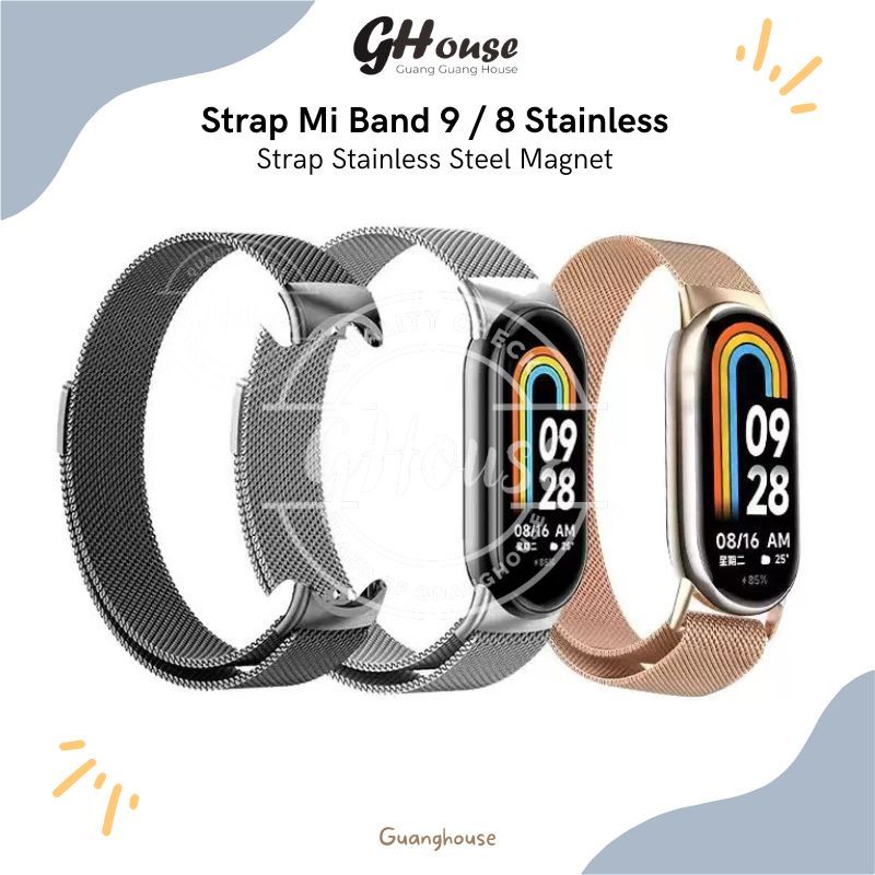 Jual Strap Mi Band 9 Stainless Tali Xiaomi Smartband 9 Mi Band 8 Strap Stainless Steel Magnet ...