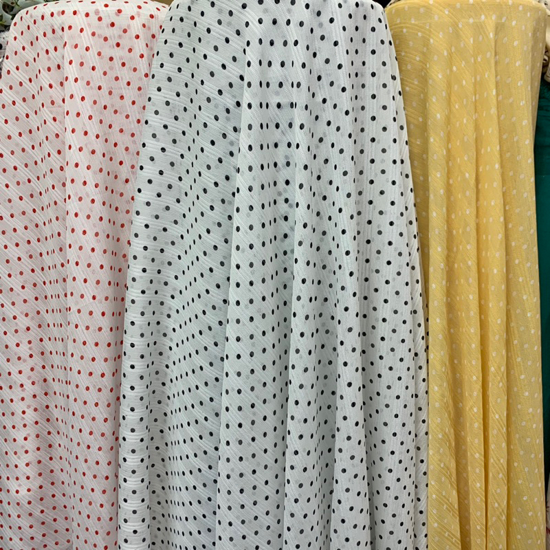 Jual kain ceruty dobby dottie - kain sifon dobby motif dottie - kain ...