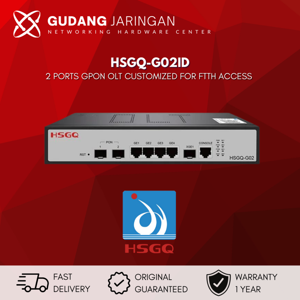 Jual HSGQ-G02ID GPON 2 Ports OLT,4*GE RJ45,1*10G SFP+, FTTH FTTR (inc 2 SFP C+++8db - 9db ...