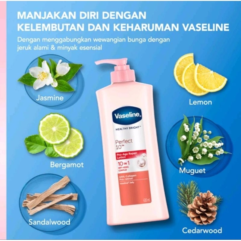 Jual Vaseline Lotion healthy Bright perfect 10 400ml | Shopee Indonesia