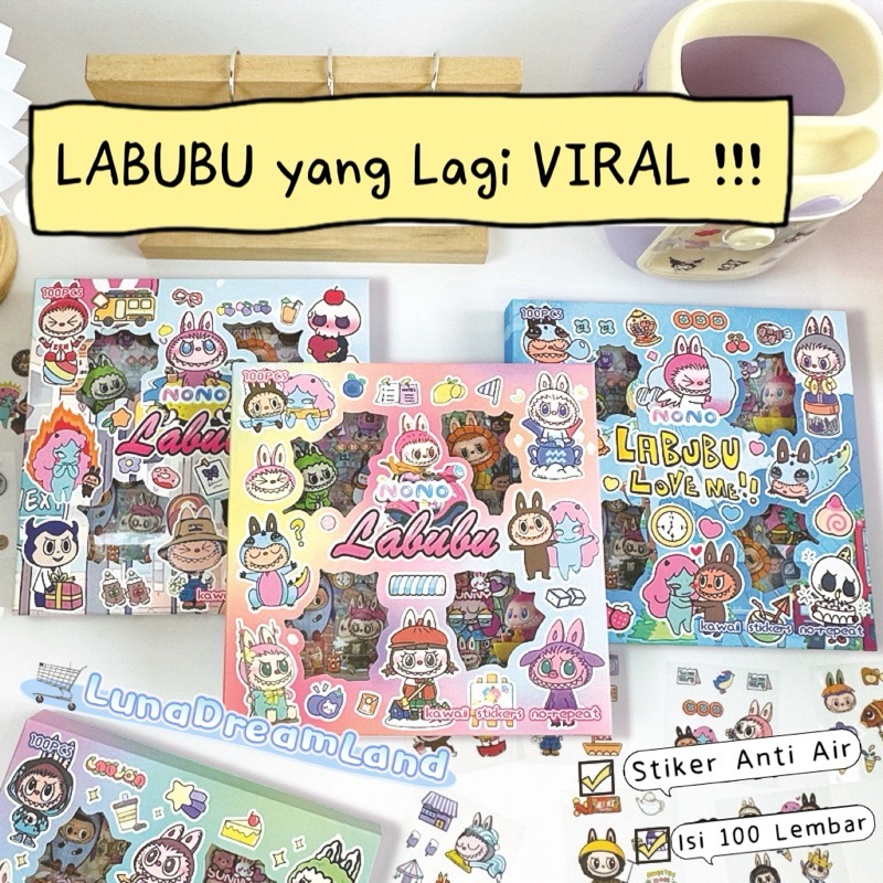 Jual Sticker LABUBU lagi VIRAL Isi 100 Lembar Waterproof | Shopee Indonesia