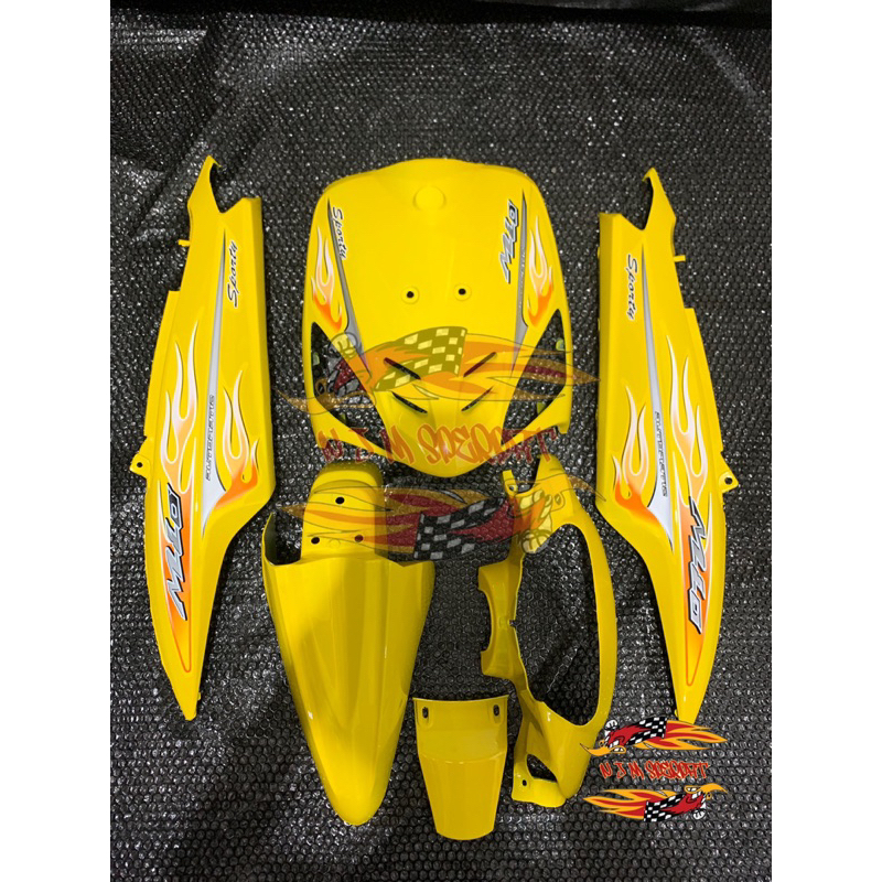 Jual Cover full body halus yamaha mio sporty warna kuning plus striping ...
