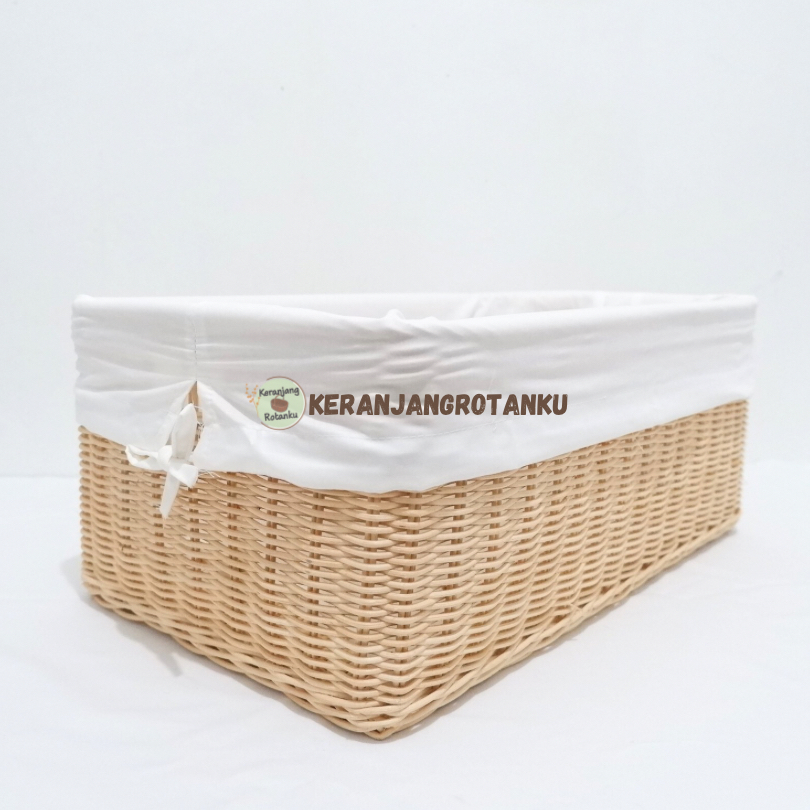 Jual keranjang rotan besar LM1 50x30x20 + Kain | Shopee Indonesia