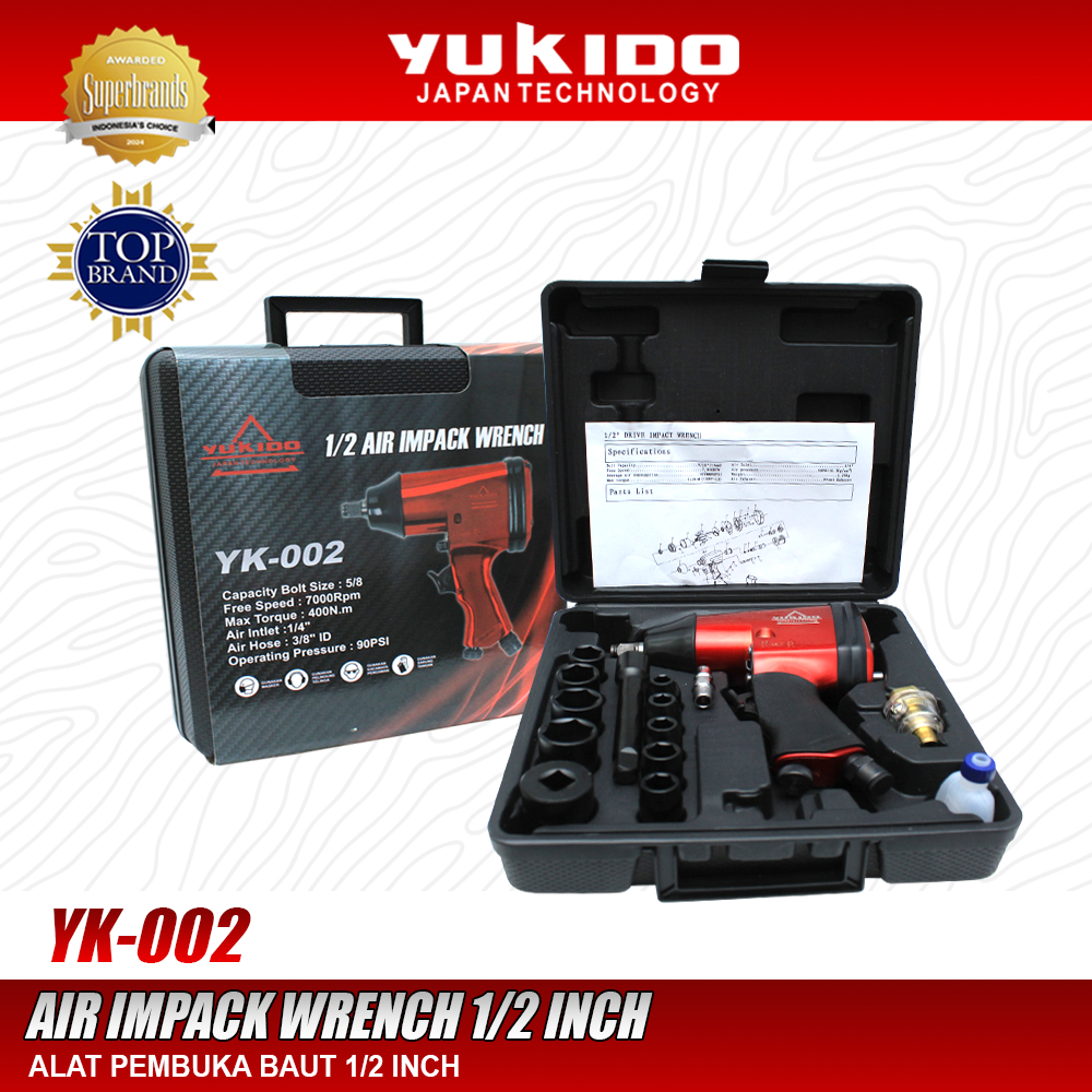 Jual YUKIDO Impact Angin 1/2 Inch Yk-002 Mesin Buka Baut Kompressor - Yk-002 | Shopee Indonesia