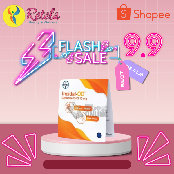 Jual INCIDAL OD 10MG 1 STRIP 4 Tablet / Cetirizine 10 Mg / Alergi ...